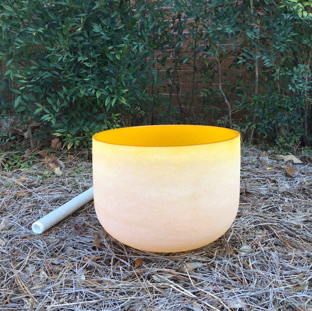 12 Inch E Note Chakra Frosted Quartz Crystal Singing Bowl Musical Sound ...