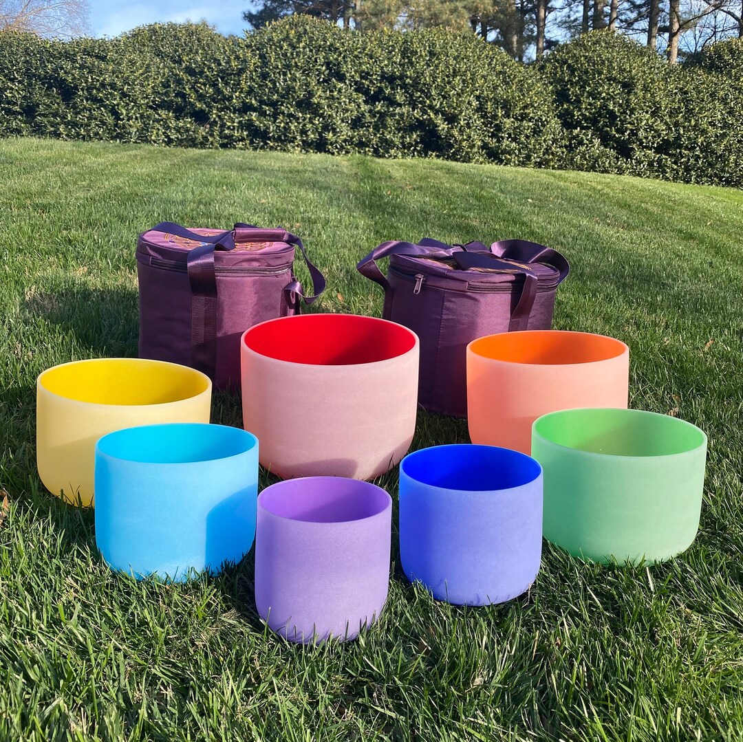 Perfect Pitch 6 12 Inch Bowl Set, Hand Crafted Colored Frosted Crystal ...