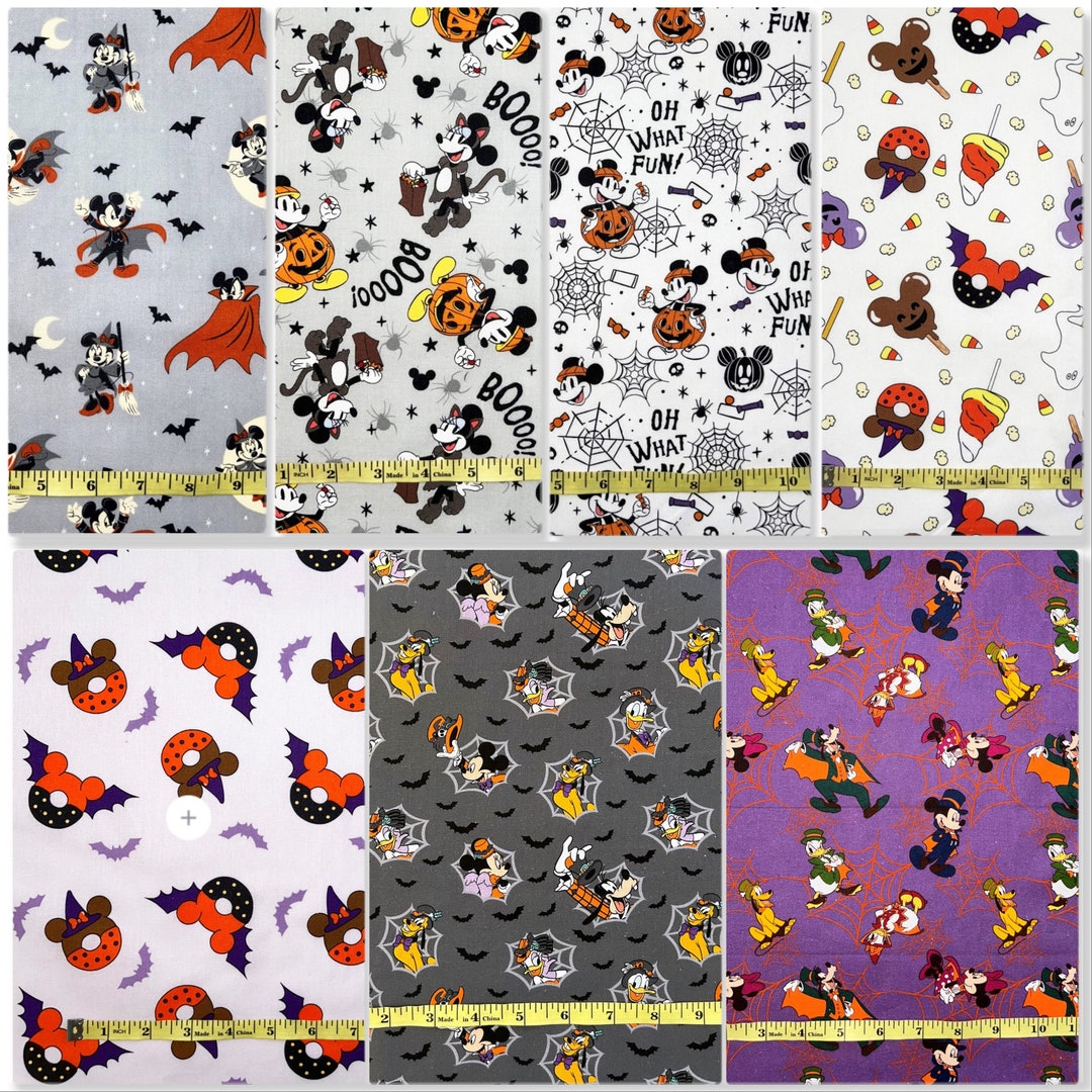 Disney Halloween Fabric - Mickey, Minnie, Friends - 100% Cotton - Yard ...