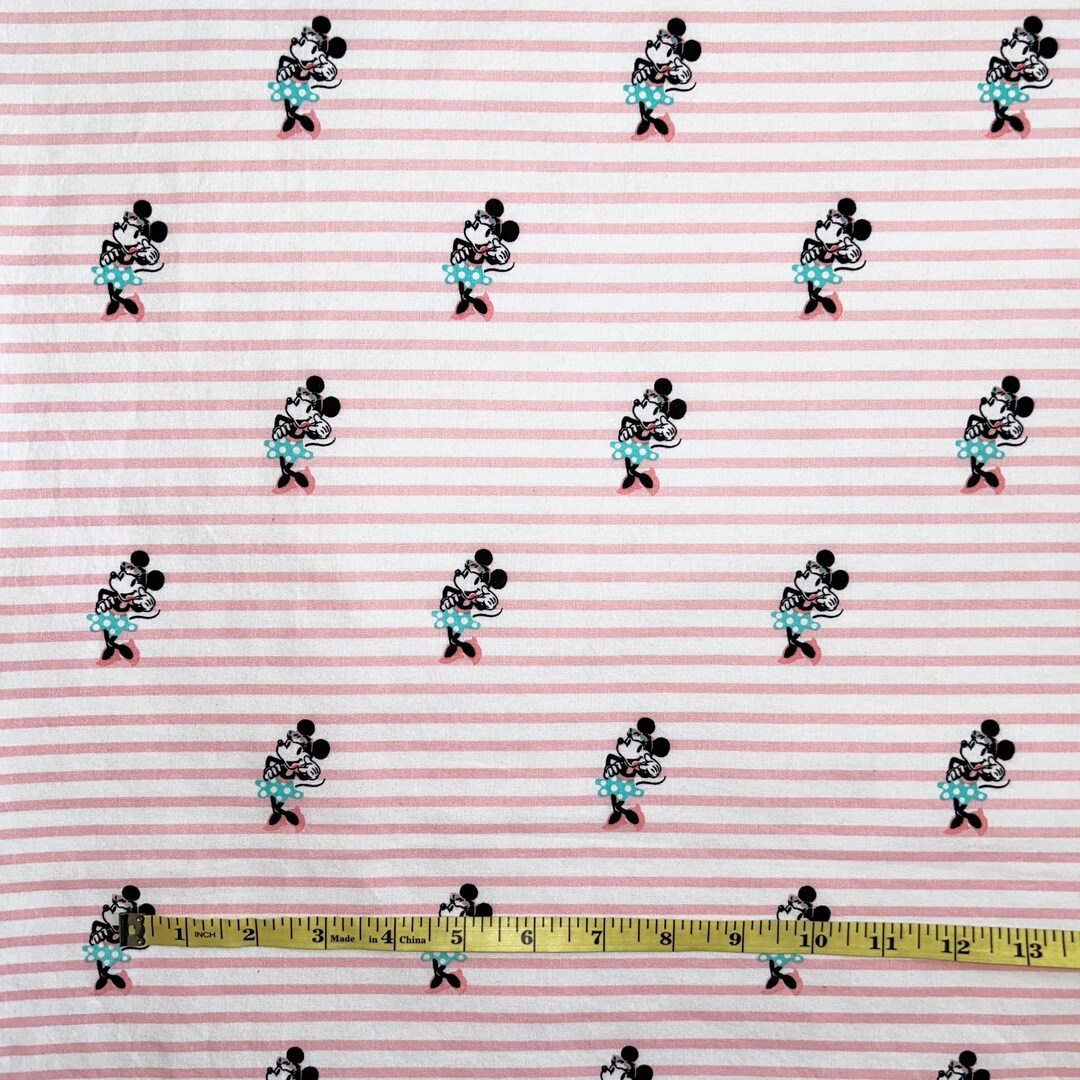 Disney Minnie Mouse Pink Pinstripe - Extra Wide Fat Quarter (33"x18") - 100% Cotton Fabric ...