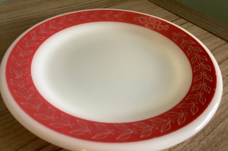 Vintage Corning Decor Restaurant Ware Red Laurel Dessert | Etsy