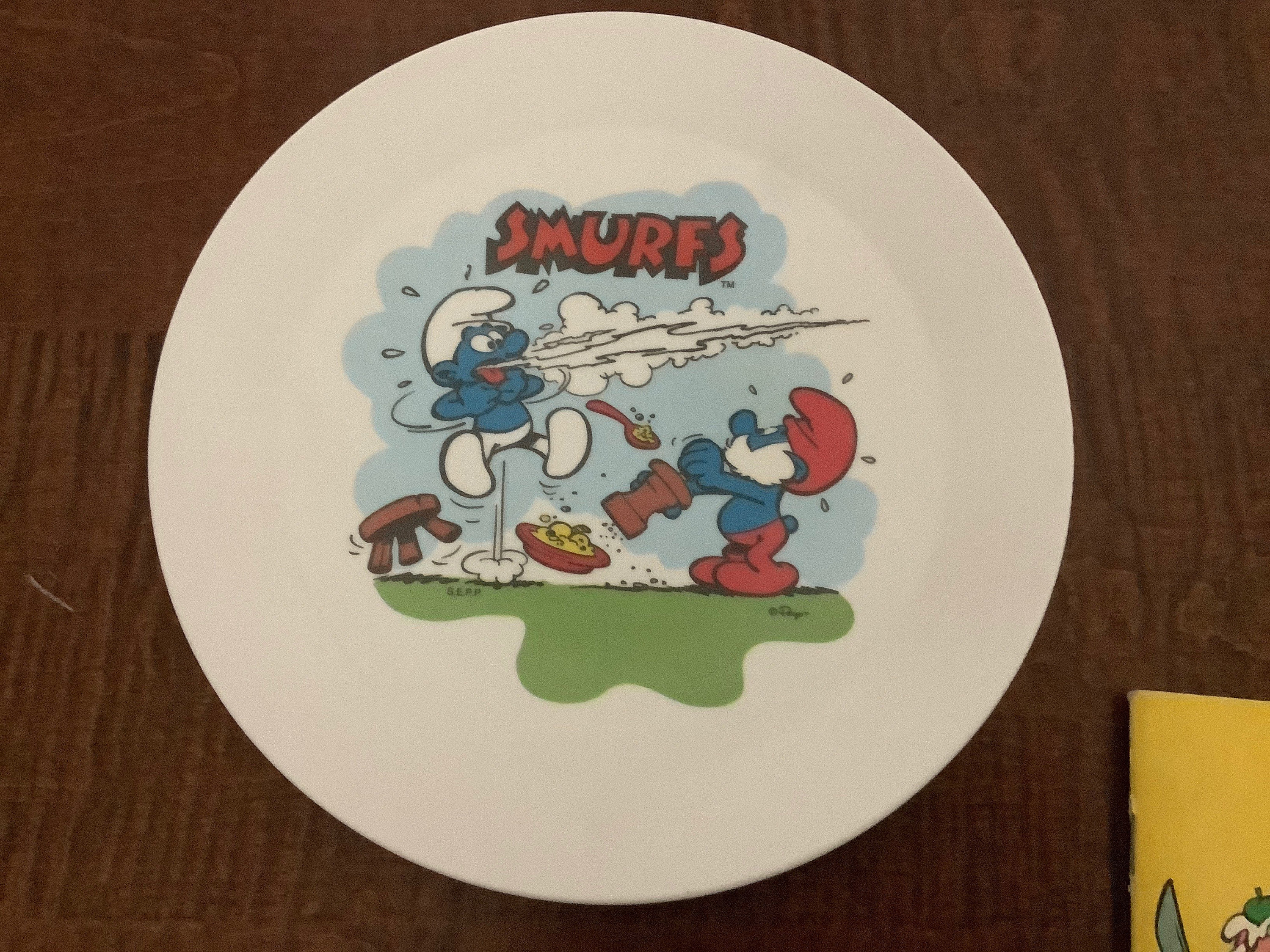 Plates Kitchen & Dining Vintage 8\u201d Smurf Plate and 1981 Smurf Cake ...