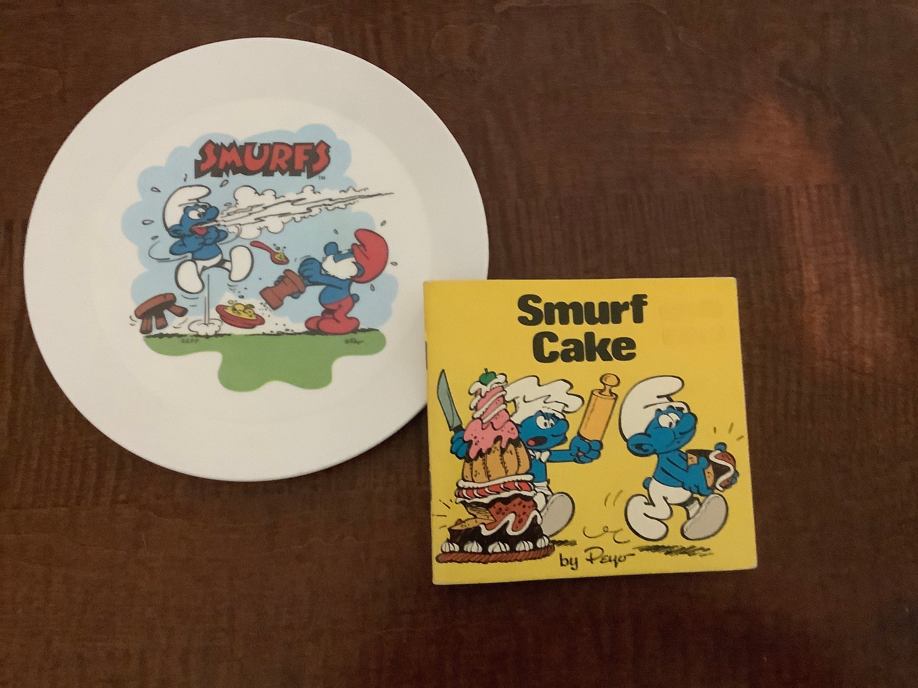 Plates Kitchen & Dining Vintage 8\u201d Smurf Plate and 1981 Smurf Cake ...