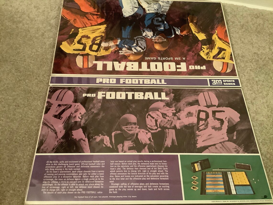 1966 Pro Football Board Game A 3M Sports Game Complete | Etsy
