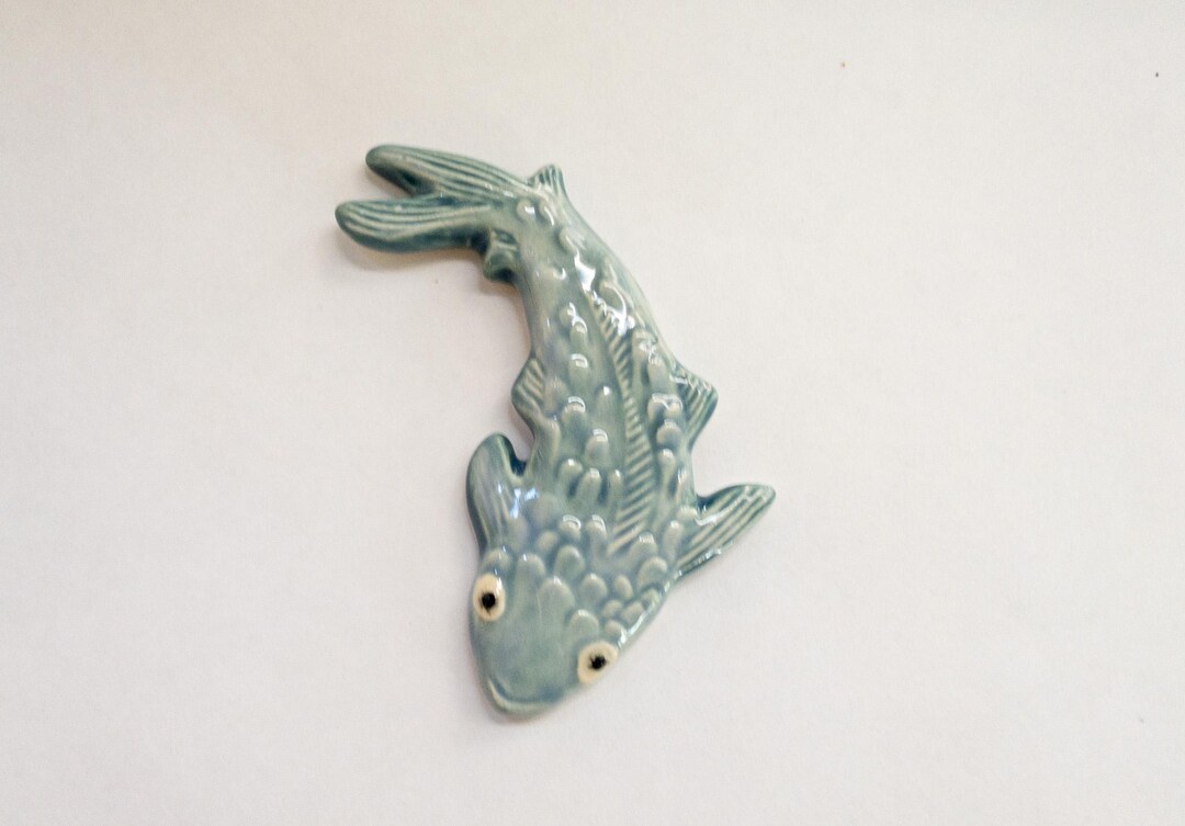 Blue Koi Fish Ceramic Mosaic Tile Tiles for Mosaics Crafts Mural Table ...