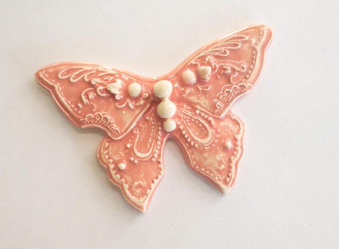 Large Pink Ceramic Moth Butterfly Mosaic Tile Insect Bug for Mural ...