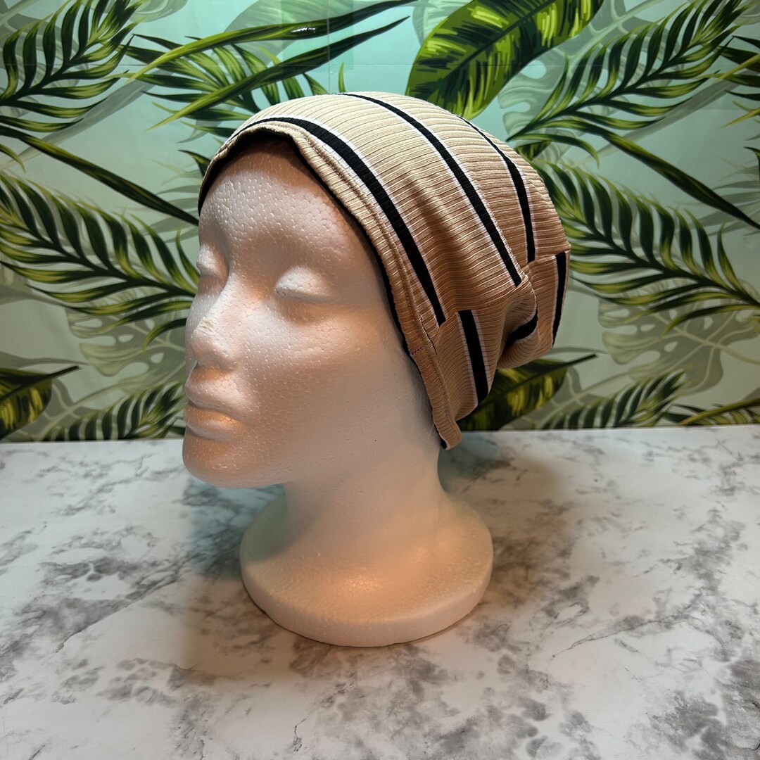 Neutral Stripes Rib-knit Slouch Hat - With or Without Pom-pom - Comfort ...