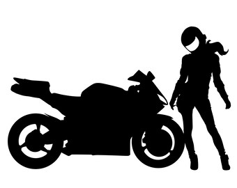 Lady Biker Sitting Pretty Vinyl Decal | Etsy