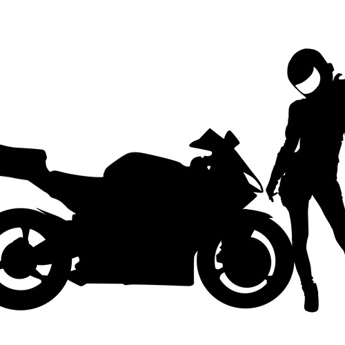 Lady Biker Riding Vinyl Decal - Etsy