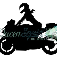 Lady Rider Biker Babe Woman Girl Female Motorcycle Vinyl Decal Bike ...