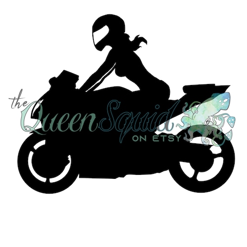 Lady Biker Riding Vinyl Decal - Etsy