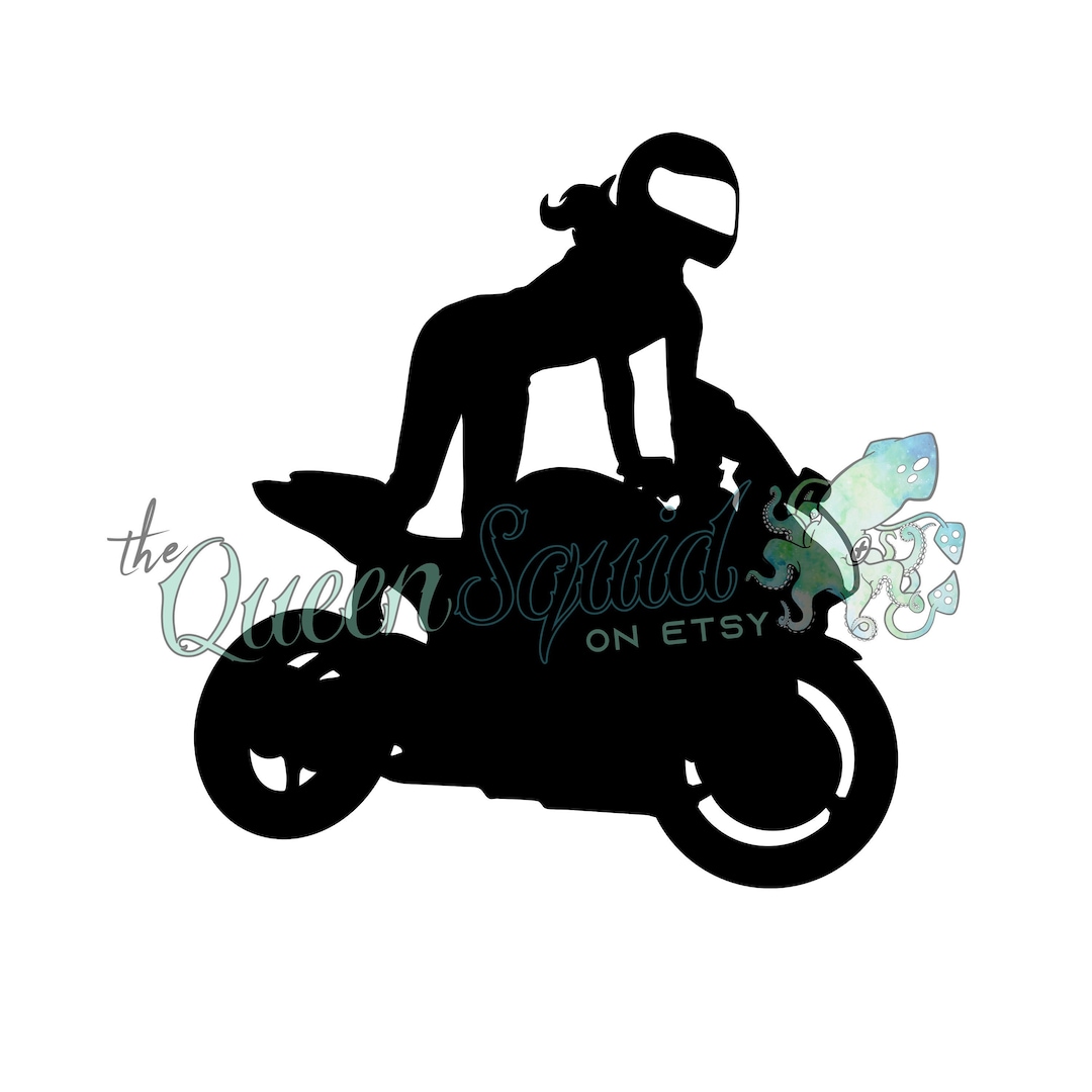 Lady Biker Standing Riding Vinyl Decal - Etsy