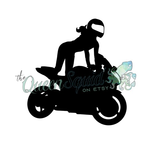 Lady Biker Riding Vinyl Decal - Etsy