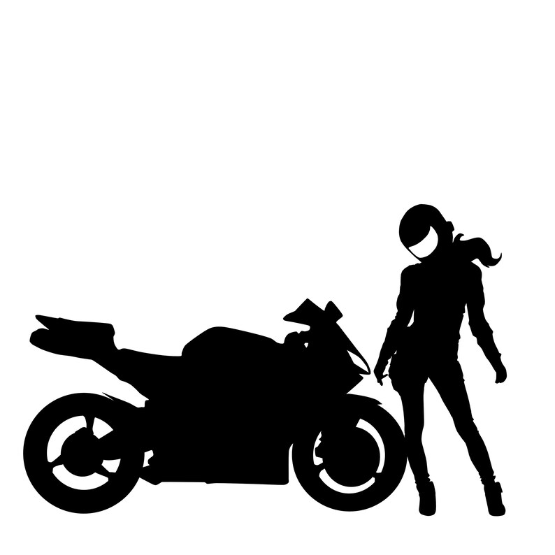 Lady Biker Standing Vinyl Decal | Etsy