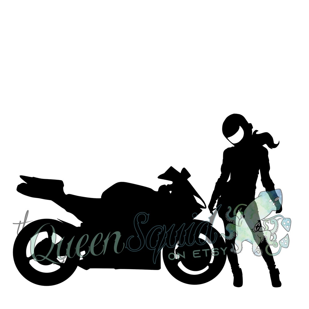 Lady Biker Standing Vinyl Decal - Etsy