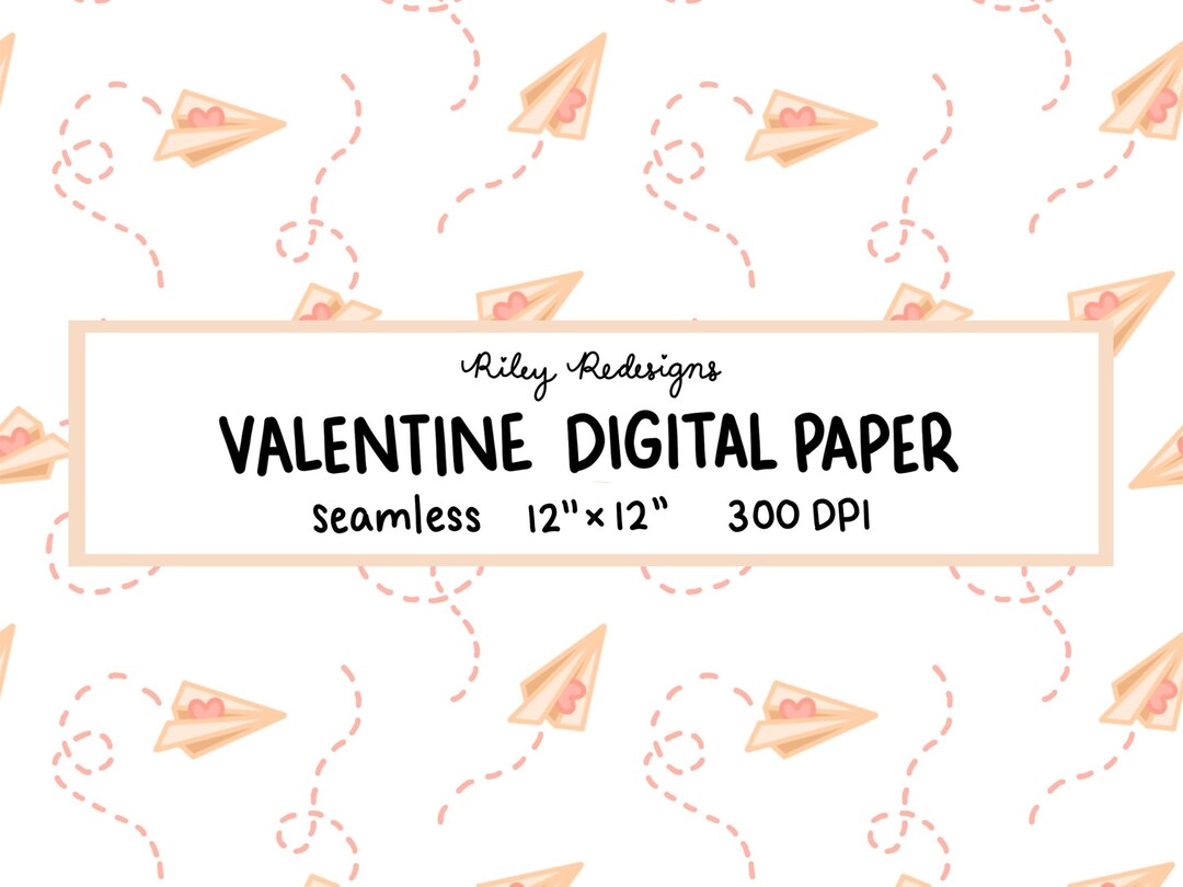 Love Note Paper Plane Seamless Pattern/paper, Valentine's Day Digital ...