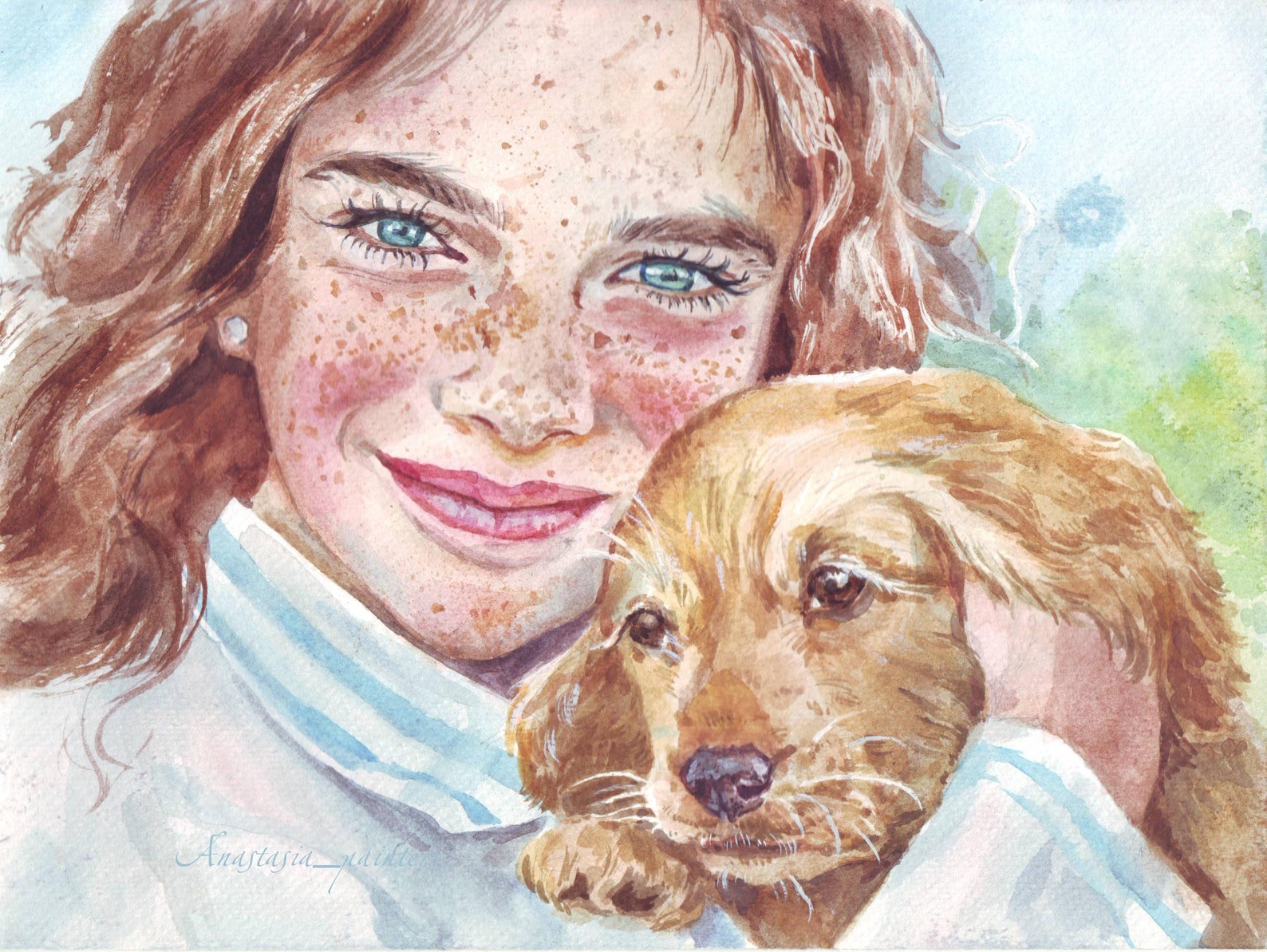 Hand Painted Portrait Watercolor Portrait From Photo | Etsy