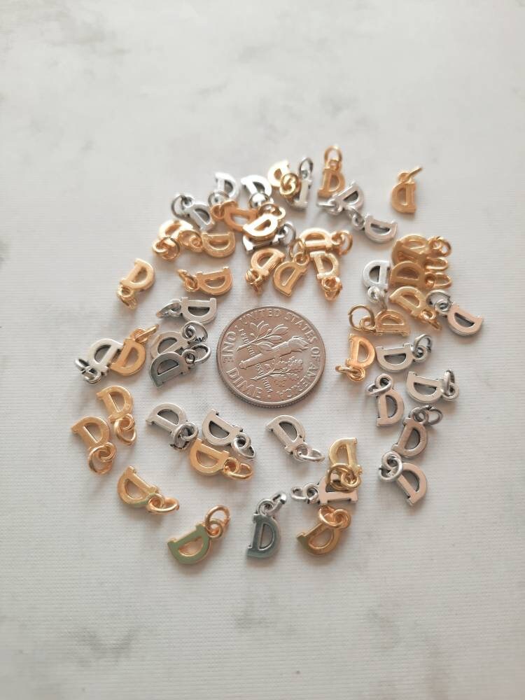 TINY GOLD INITIAL Tiny Letter Charm Small Initial Charm - Etsy