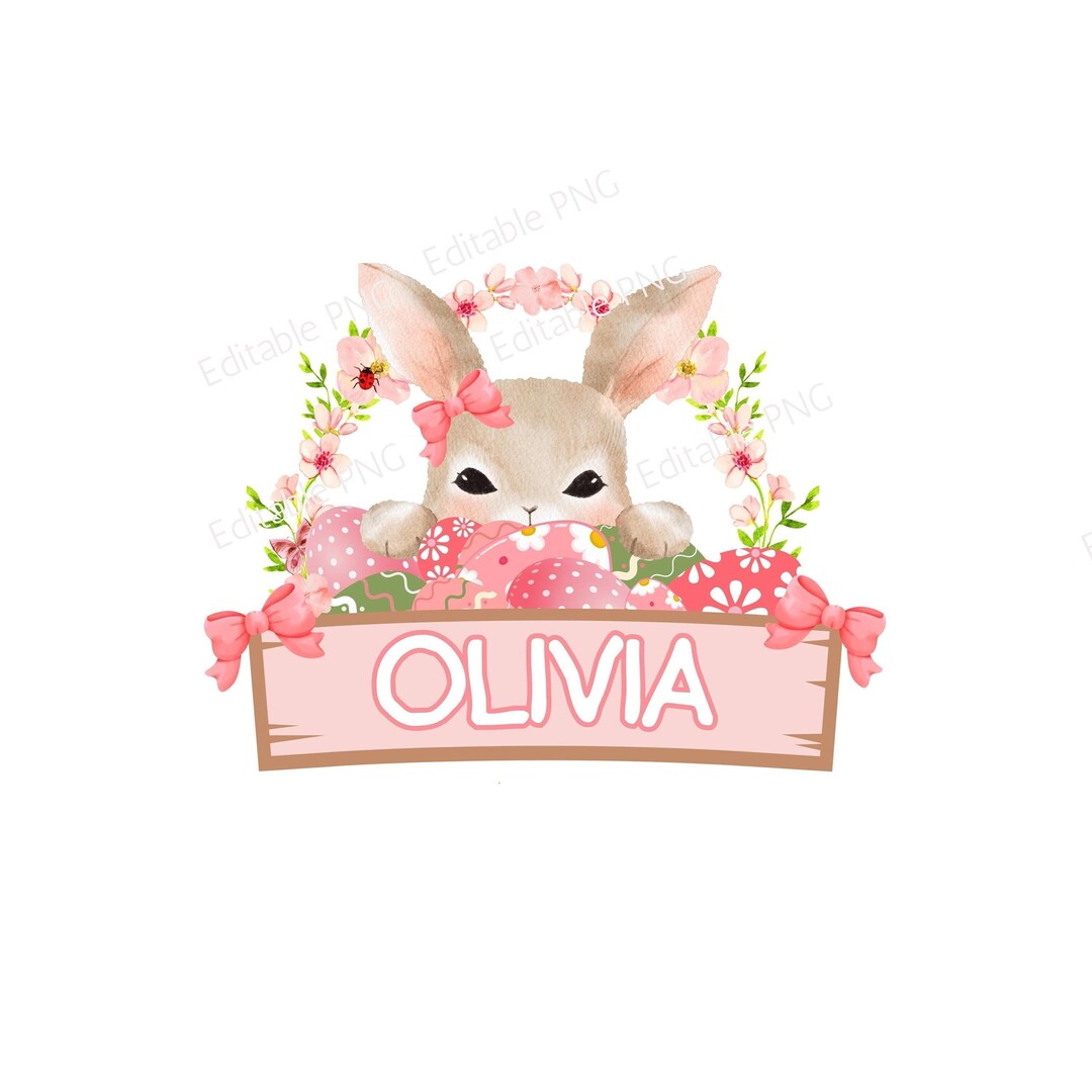 Easter Bunny Name Plate PNG Design, Digital Download Editable ...