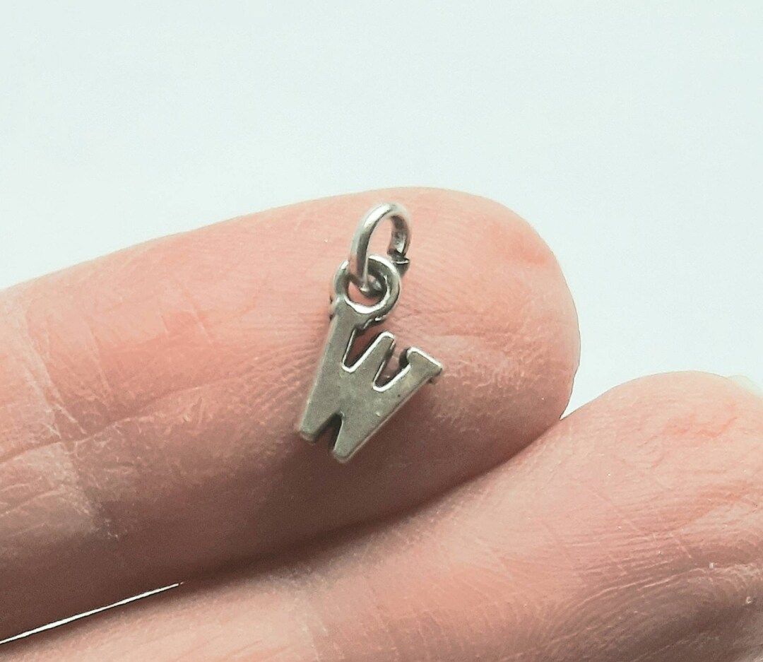Small Letter Charms, W Charm Tiny Initial Charm, Tiny Letter Charm ...