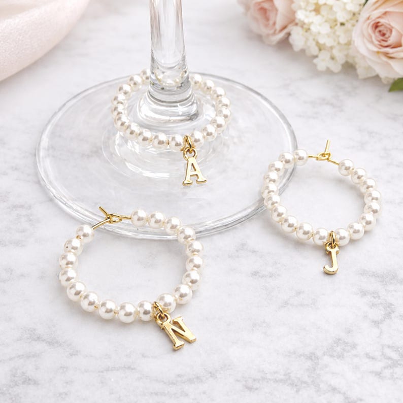 Custom Gold Wine Glass Charms Wedding Favors Bachelorette Party Favors ...