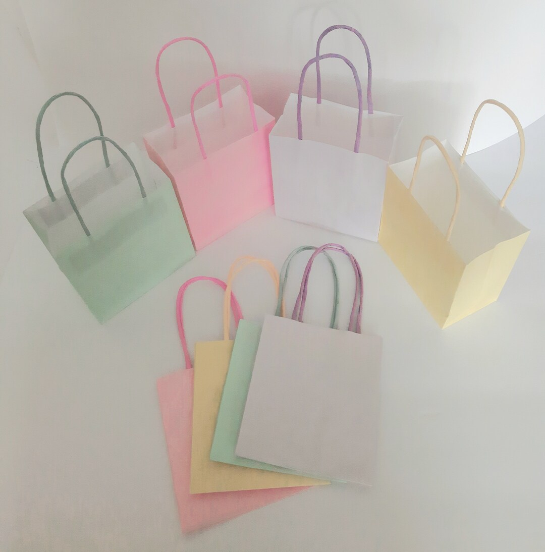 Pastel Gift Bags With Handles, 4.5x 5.0x 2.5 Inches, 10 Small Paper ...