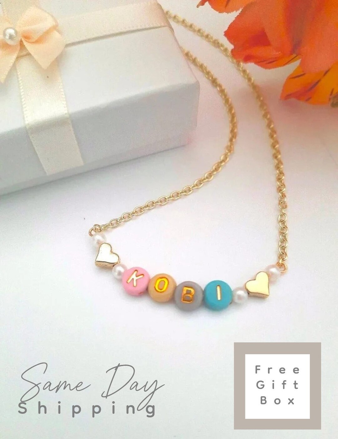 Personalized Girls Name Necklace Custom Beaded Girl Jewelry for Kids ...