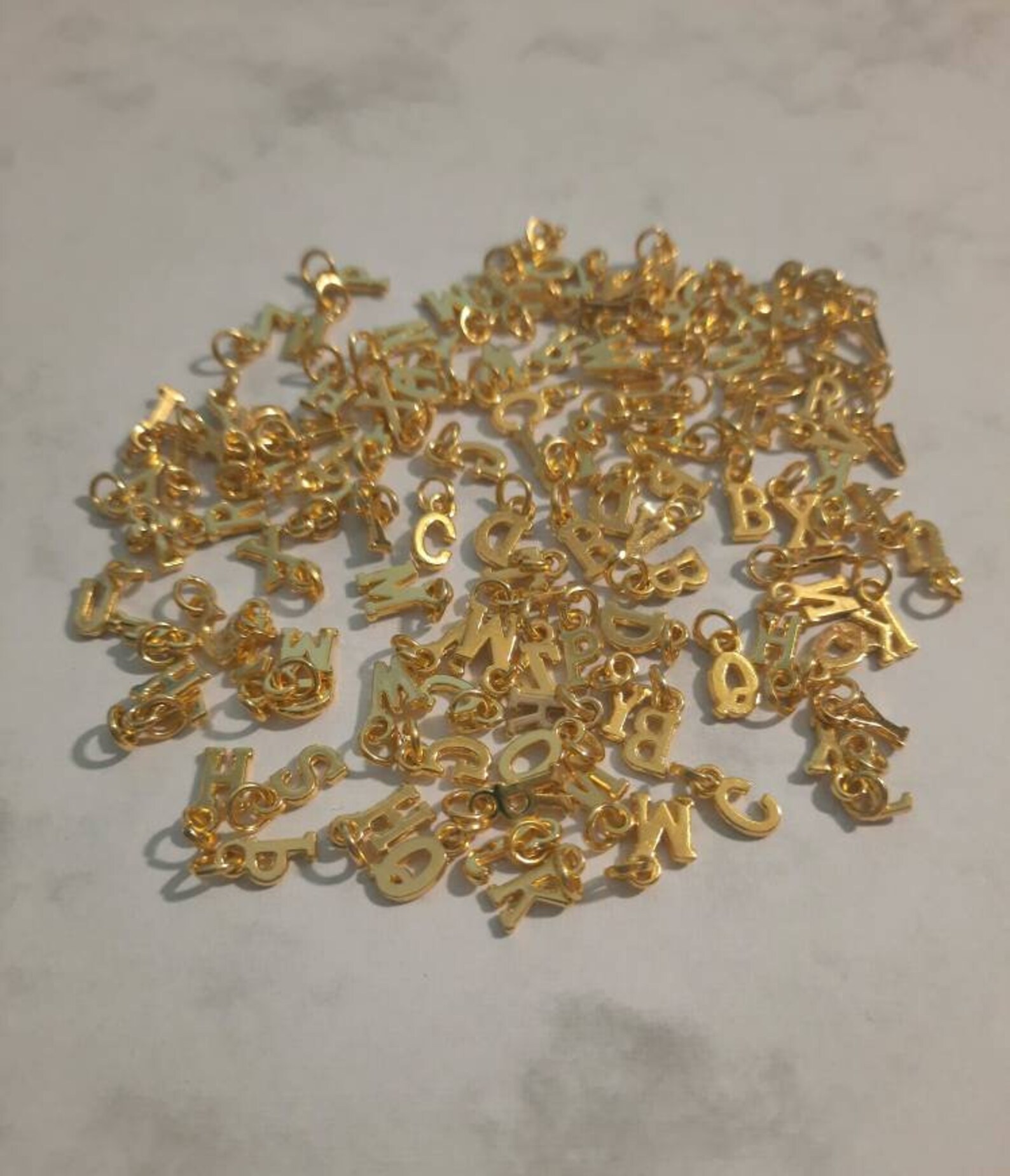 TINY GOLD INITIAL Tiny Letter Charm Small Initial Charm - Etsy