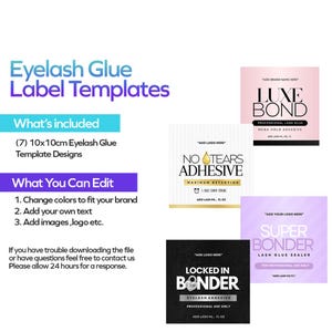 Eyelash Glue Label, Template , Lash Extensions , Lash Glue ,eyelash ...