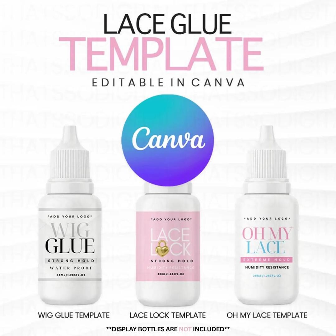 Lace Glue Label Template: Editable Wig Adhesive Design (digital ...