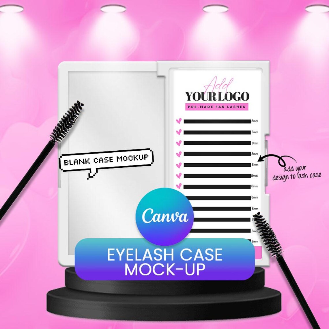 Eyelash Case Mock-up, Lash Tray Mockup , Lash Case Mockup , Editable ...