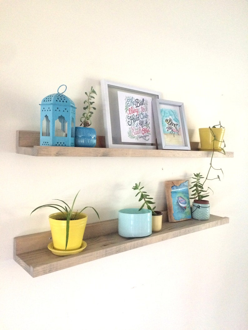 2 Pack Solid Wood Floating Picture Ledge Shelves FREE - Etsy