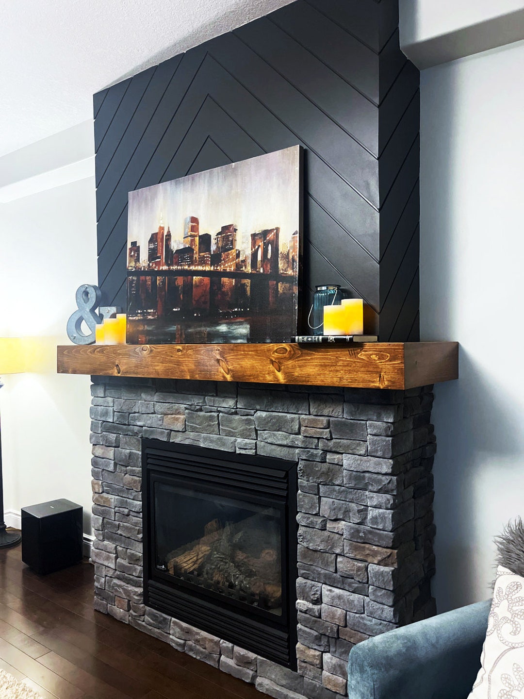 Custom Wood Floating Fireplace Mantel: Wrap Around Design - Etsy