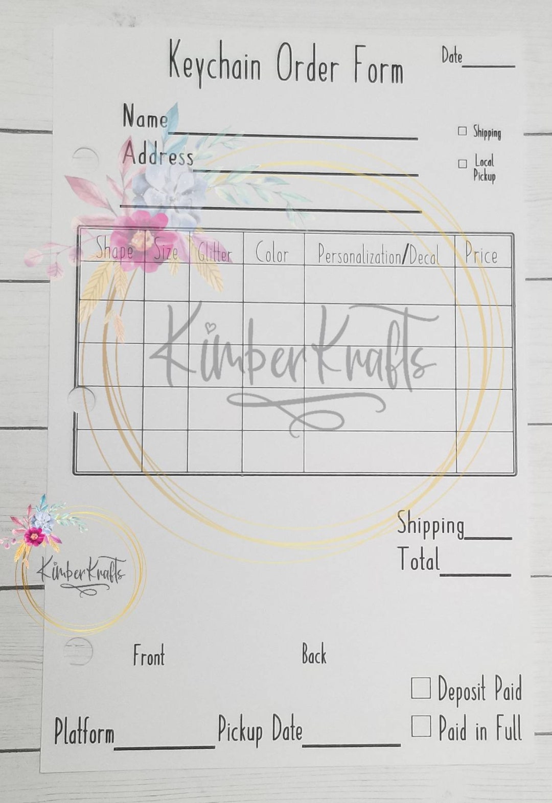 Printable Half Sheet Order Form - Keychains - Etsy