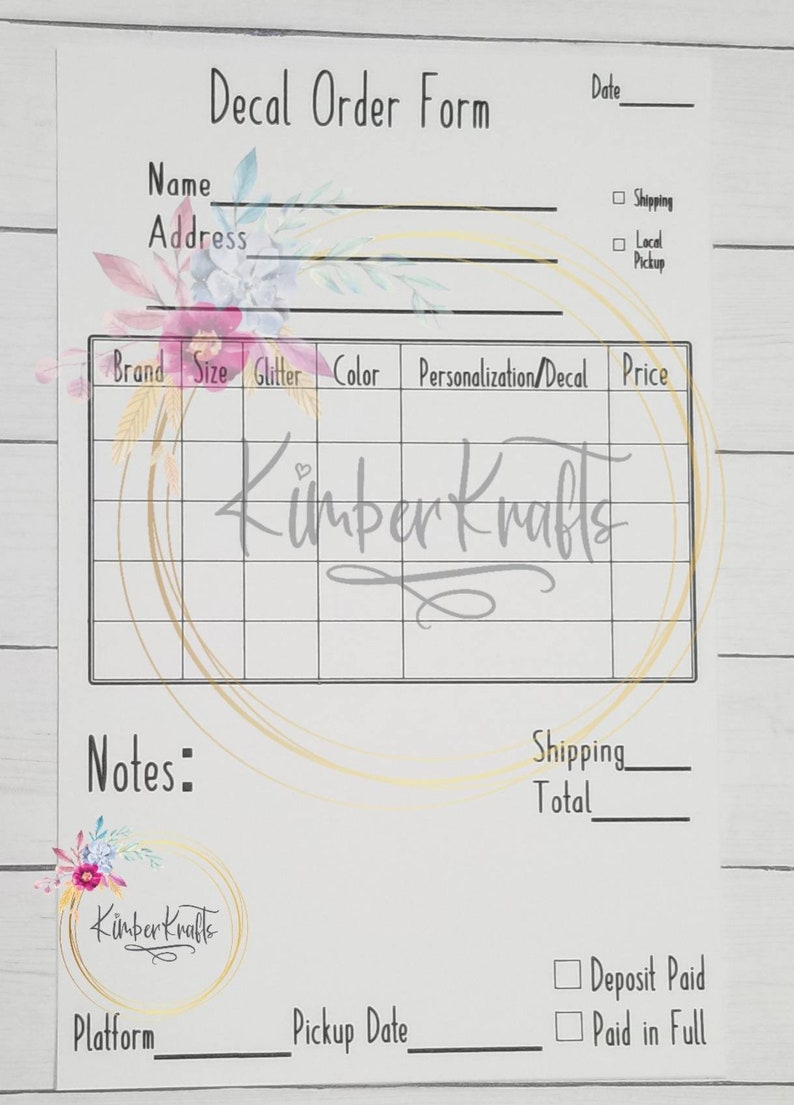 Printable Half-sheet Order Forms Crafter's Bundle WITH - Etsy