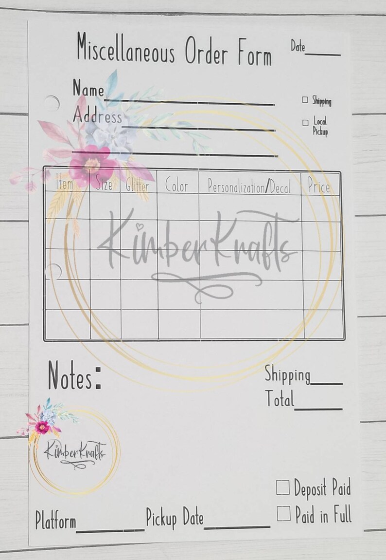 Printable Half-sheet Order Forms Crafter's Bundle WITH - Etsy