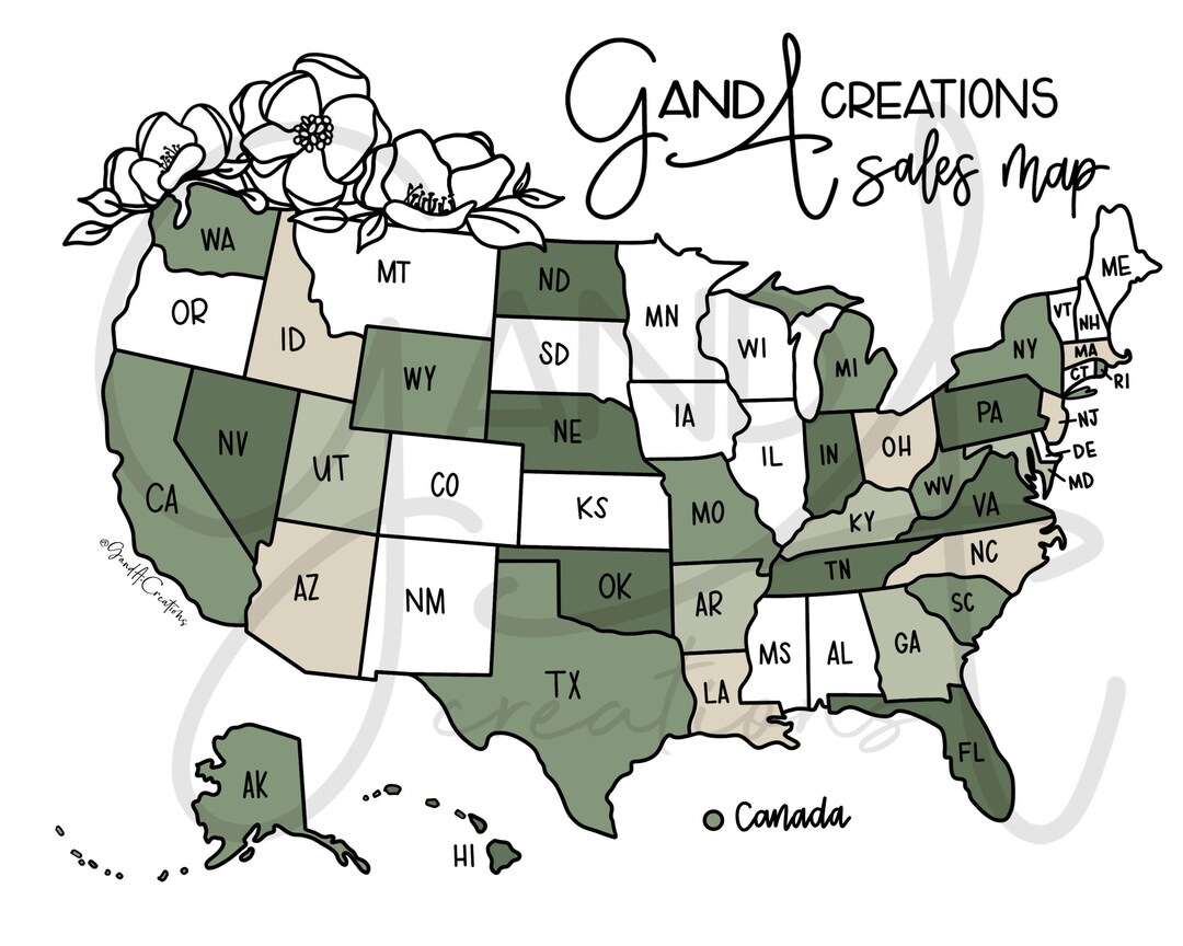 Floral Sales Map - Digital - Etsy