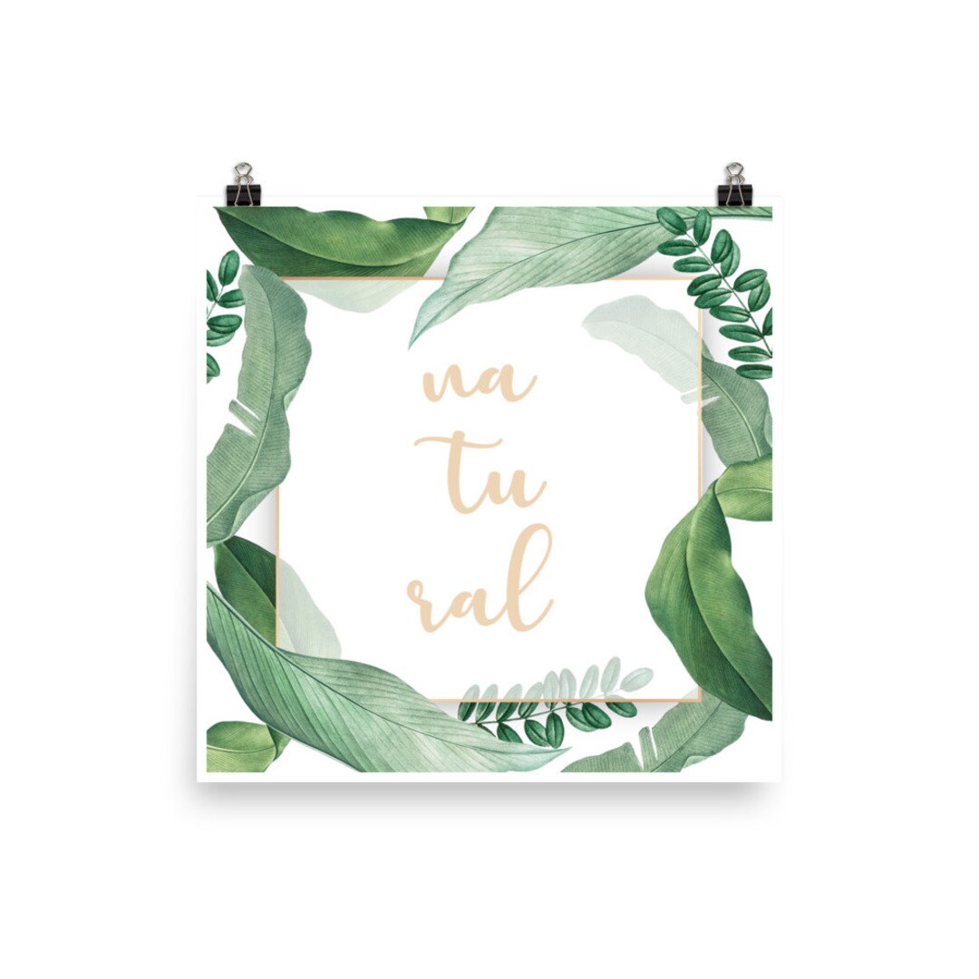Natural, Green Foliage Poster With the Inscription "natural" for Any ...