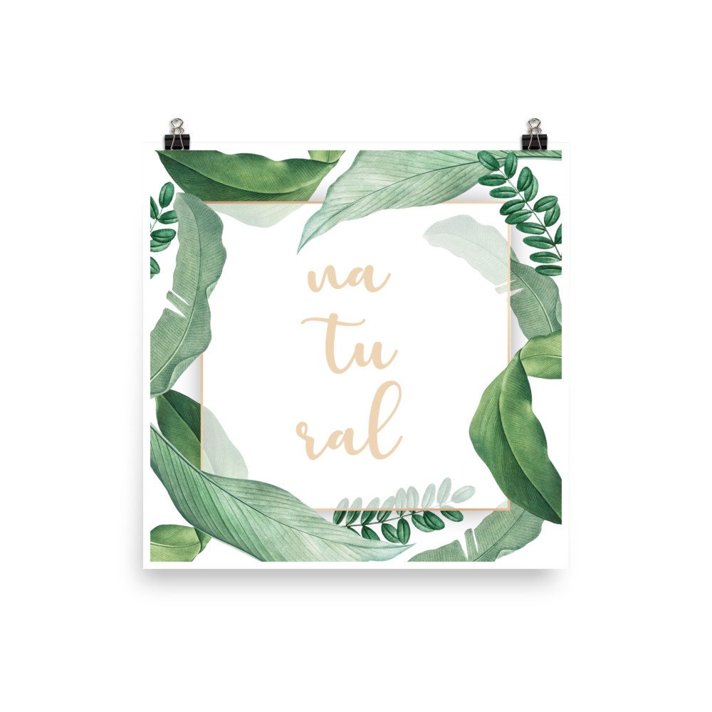 Natural, Green Foliage Poster With the Inscription "natural" for Any ...
