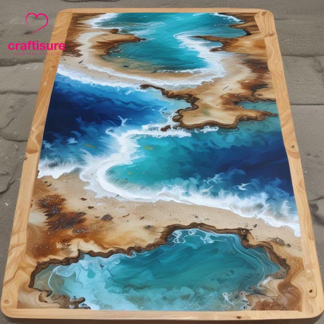 Epoxy Coffee Table Handmade Furniture, Resin Live Edge Epoxy Ocean ...
