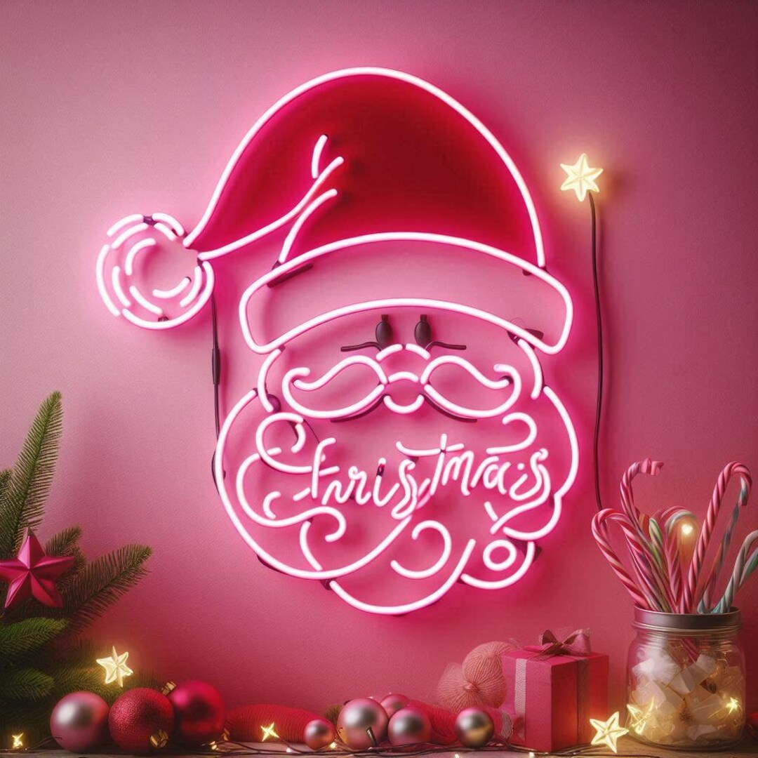 Custom Cool Santa Neon Sign Name, Santa Christmas Led Sign, Merry Xmas ...