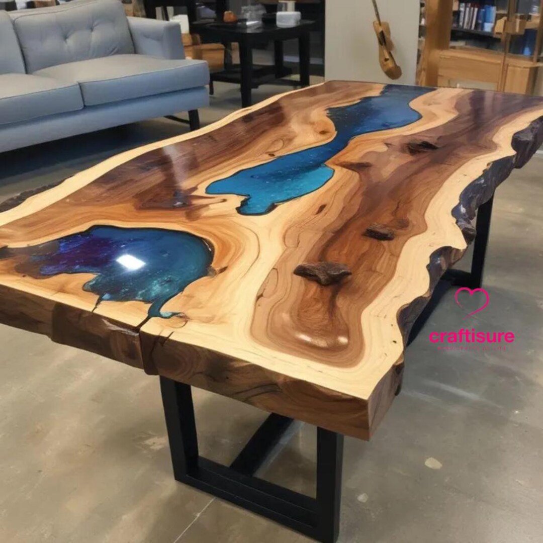 Epoxy Live Edge Dining Table Top Handmade Furniture, Epoxy Center ...