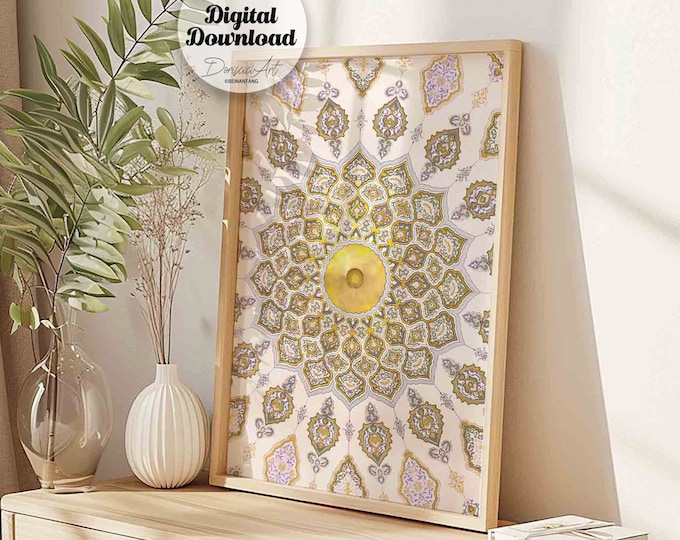 Neutral Islamic Tile Pattern Printable Wall Art,ethnic Arabic Ornament ...