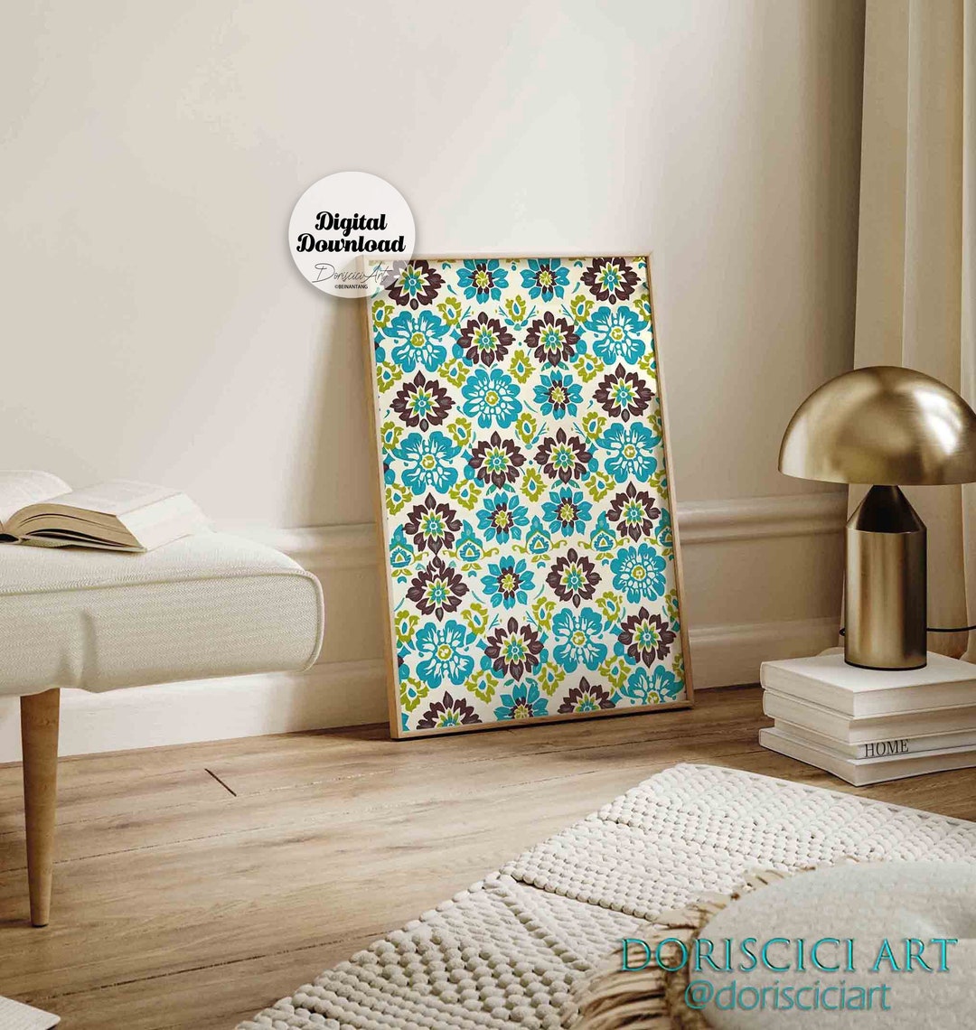 Blue Islamic Tile Pattern Printable Wall Art,boho Moroccan Photography ...