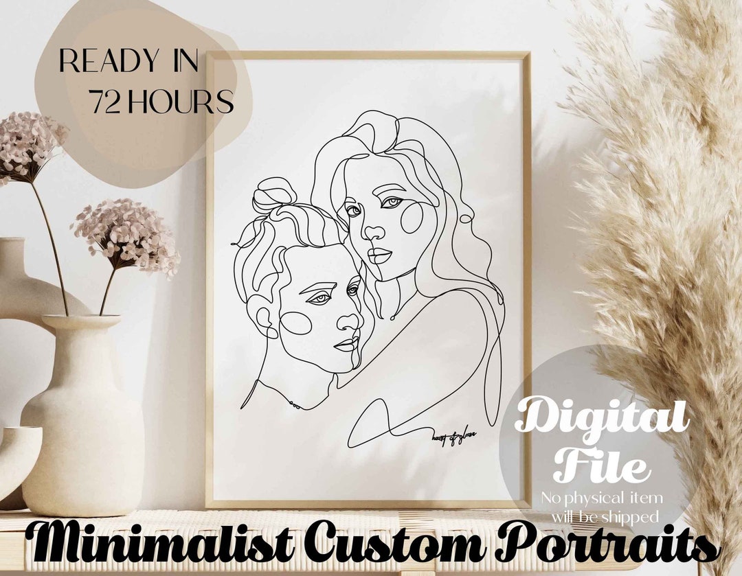 Custom Line Drawing,custom Portrait,personalized One Line Drawing ...