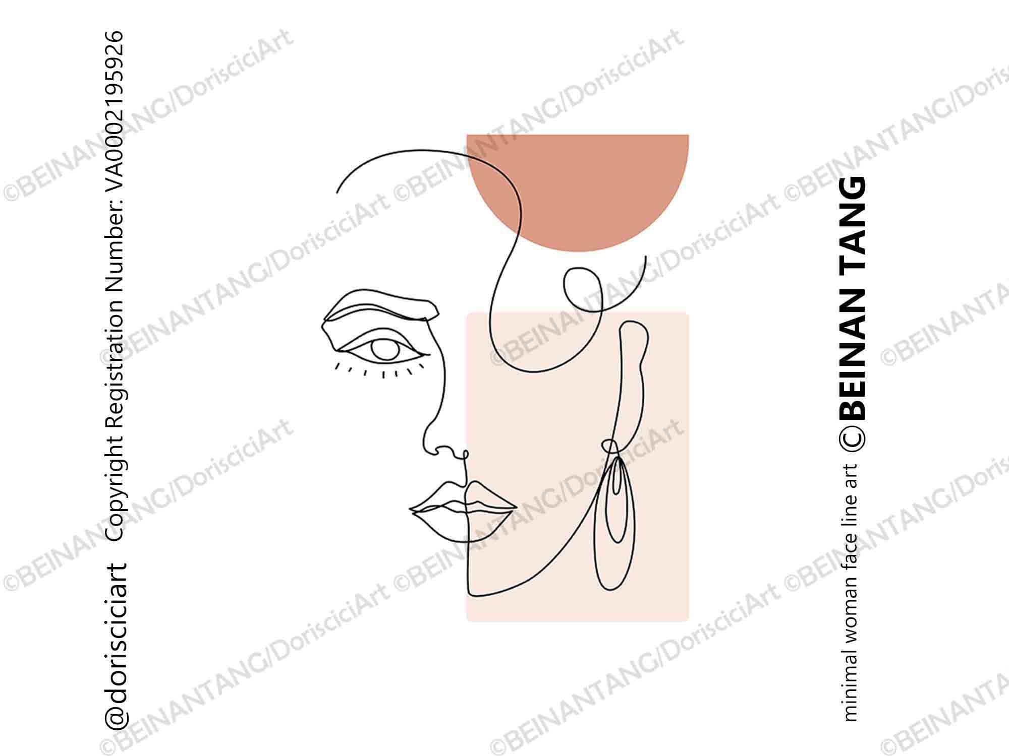 Minimal Woman Face Line Art©beinan Tang Female Postermodern Etsy