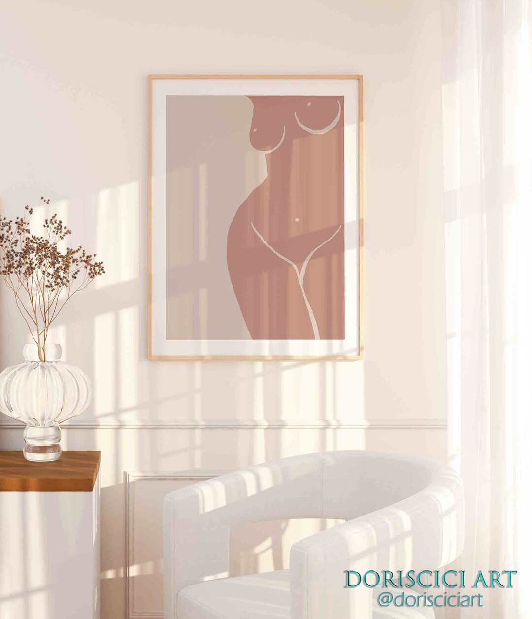 Abstract Woman Body Printable Wall Art Boho Naked Print Minimalist