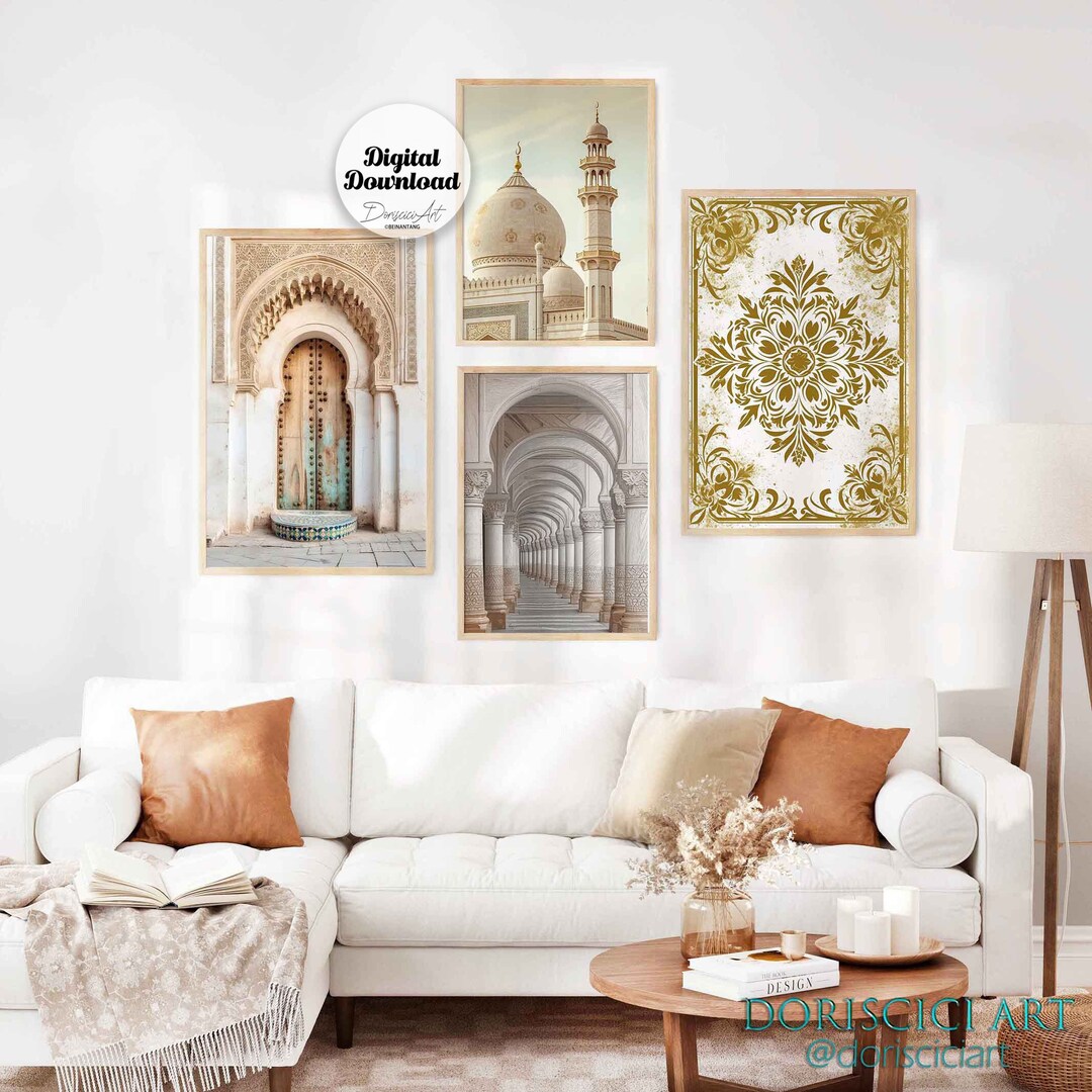 White Moroccan Set of 4 Wall Art Printable, Morocco Gallery Wall Set ...