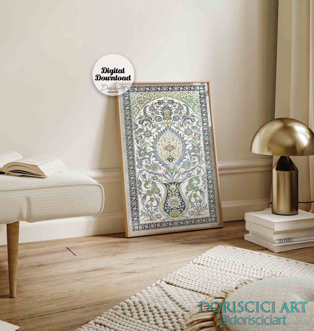 Sage Green Islamic Tile Pattern Printable Wall Art,boho Moroccan ...