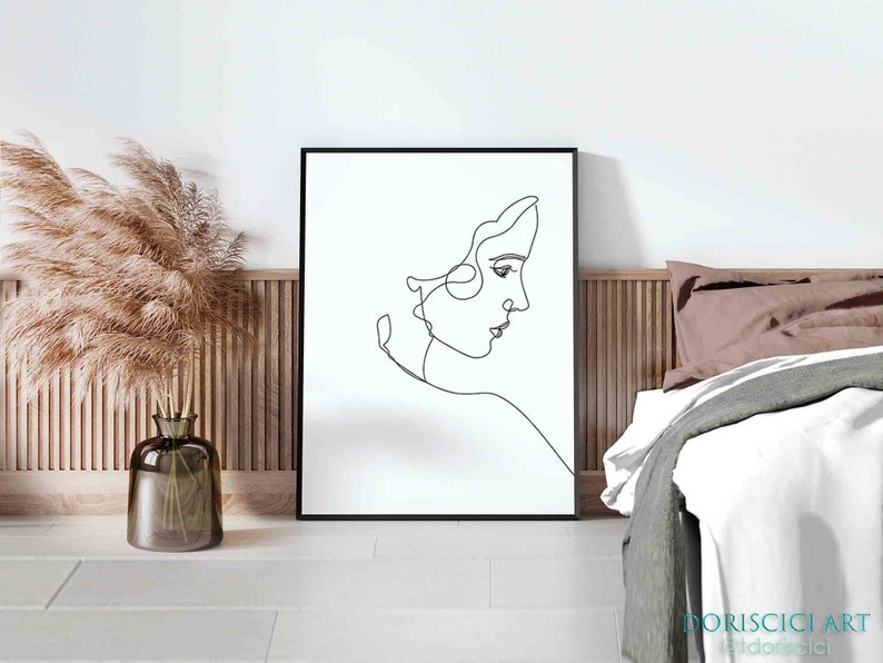 Girl Side Figure Line. Minimal Woman Face Line Artprintable - Etsy
